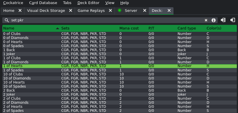 Cockatrice: Classic Deck Editor